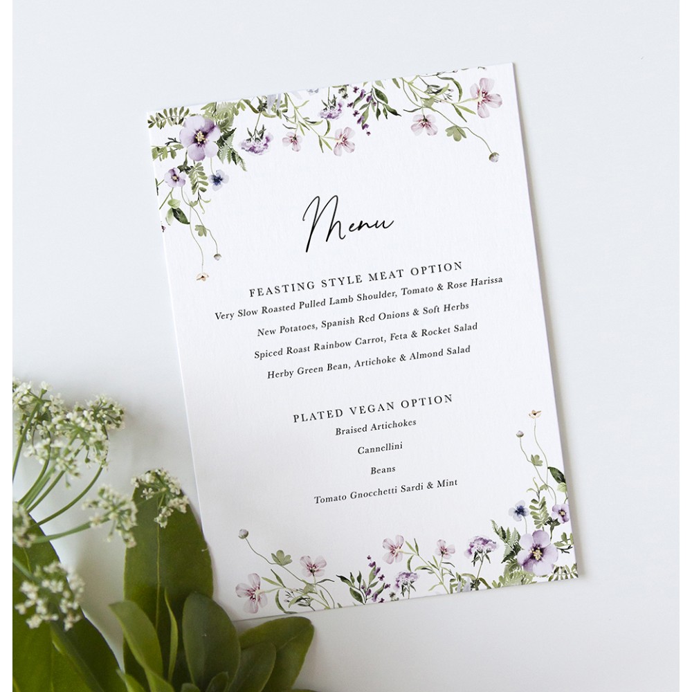 Spring Blush Floral Wedding Menu Card | Vintage Prints